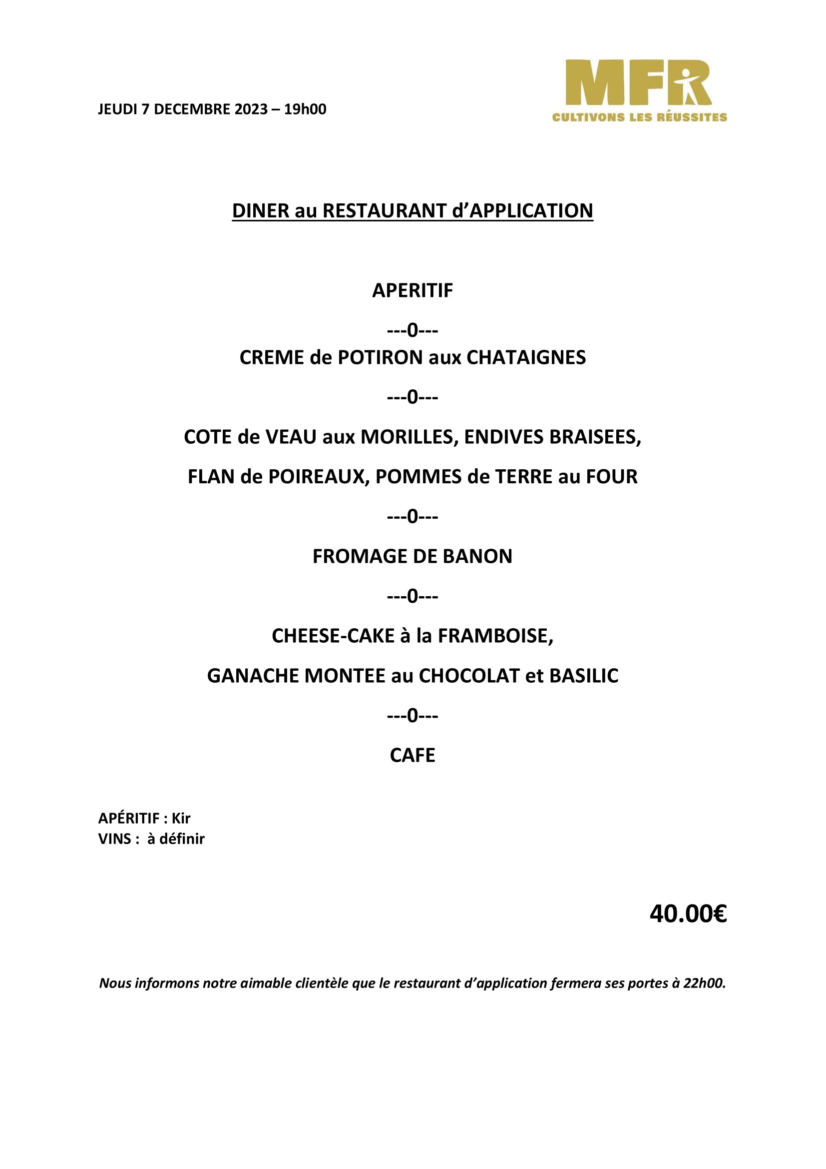 MFR la Roque d'Anthéron : Restaurant d'Application