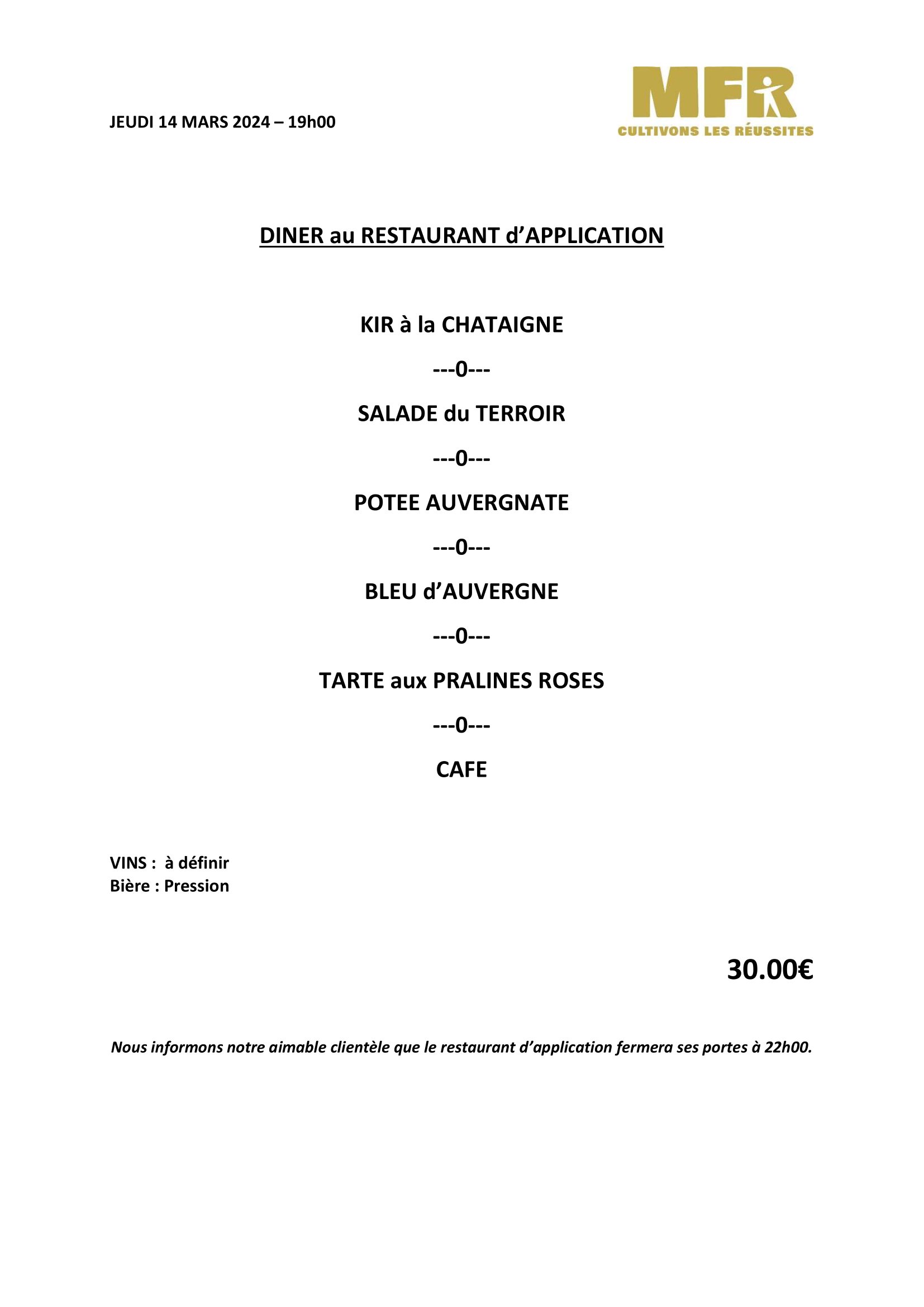 MFR la Roque d'Anthéron : Restaurant d'Application